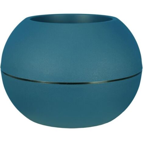 Bac a fleurs rond RIVIERA GRANIT BOULE - Plastique - Diametre 50 cm - Bleu