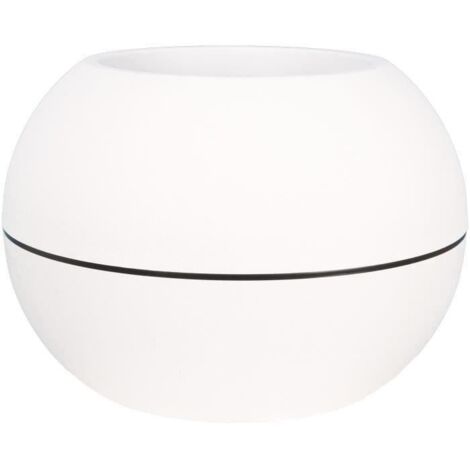 Bac a fleurs rond RIVIERA GRANIT BOULE - Plastique - Diametre 50 cm - Blanc
