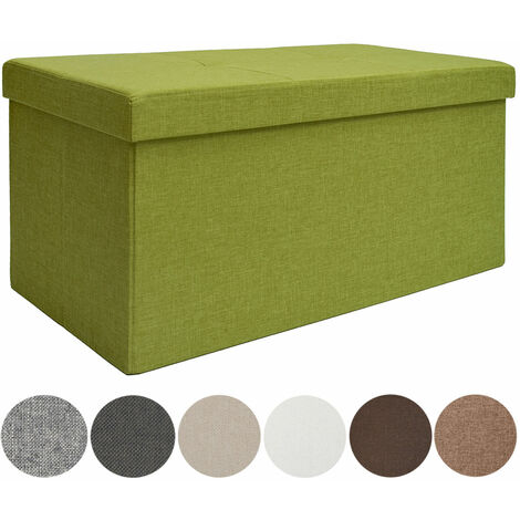 Folding Ottoman 76x38x38cm 80L rectangular upholstered Light Green