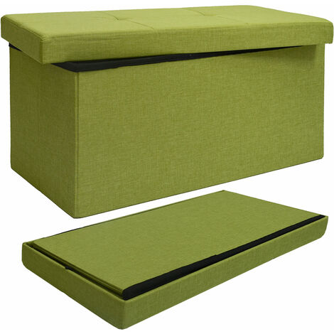 Folding Ottoman 76x38x38cm 80L rectangular upholstered Light Green