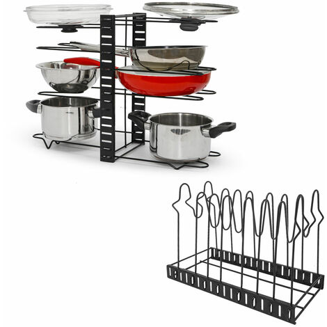 Kitchen Pan Organizer Heavy Duty 5-Tier Pan Rack Organizer – Black ...