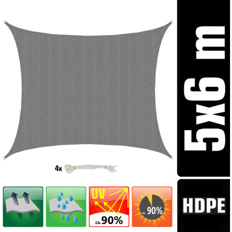 6x5 Water Permeable Sun Shade Sail - Patio Sail Privacy Screen - Garden ...