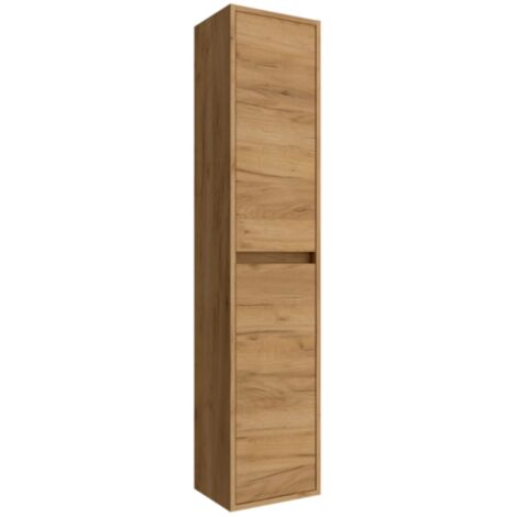 Columna de baño suspendida 30 x 140 cm roble africano con dos puertas ...