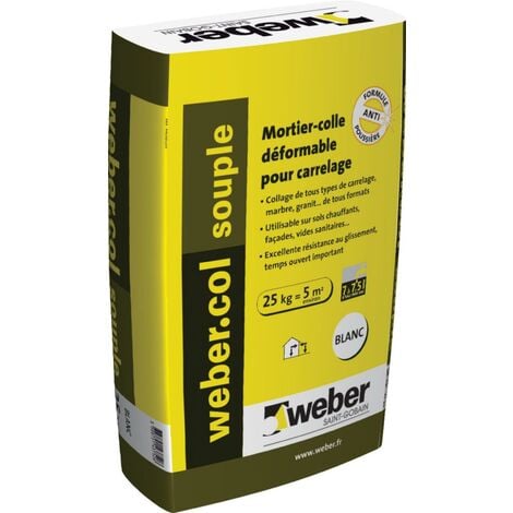 Mortier-colle déformable Webercol souple - blanc - sac de 25 kg ...
