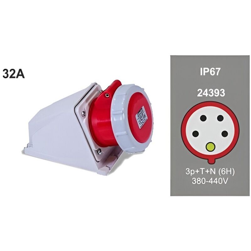 Base pared 3P+N+T 32A 400V IP67 FAMATEL 24393