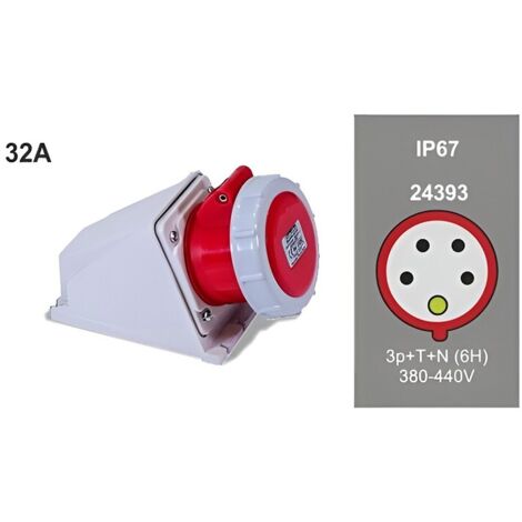 Base pared 3P+N+T 32A 400V IP67 FAMATEL 24393