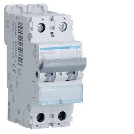 Automático magnetotérmico M curva-C 6kA 2P 4A HAGER MCA204