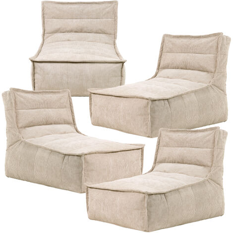 icon Pouf Modulable en Velours Côtelé Otto, Lot de 4, Pouf Fauteuil de ...