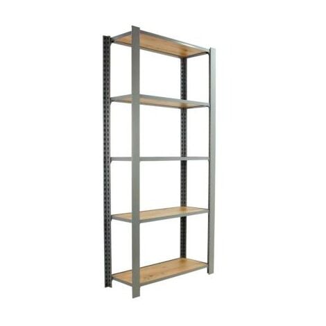 Étagère en métal gris nodi 5 étagères charge 200 kgs dim.2100x1600x300mm sans vis