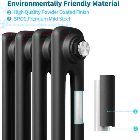 ELEGANT 1800 x 560mm Black Radiator Traditional 2 Column Radiators ...