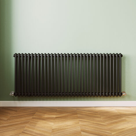 ELEGANT 600 x 1505mm Traditional 2 Column Radiator Black Double Rads ...