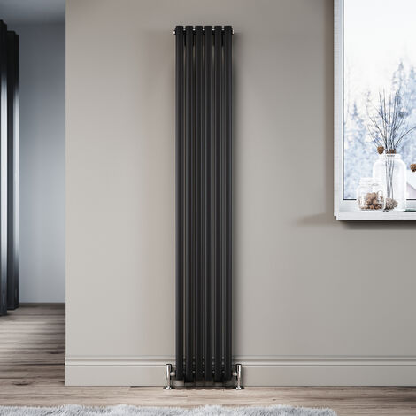 ELEGANT 1800 x 294mm Designer Radiator Modern Oval Radiator Matte Black ...