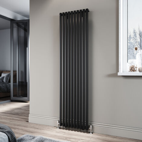 ELEGANT 1800 x 490mm Vertical Radiator Matte Black Oval Rad Modern ...