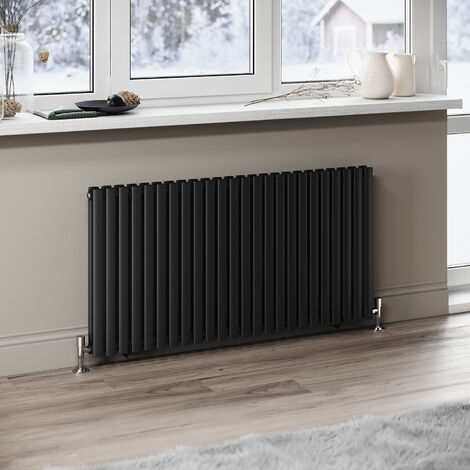 ELEGANT 600 x 1176mm Modern Designer Radiator Matte Black Oval Rad High ...