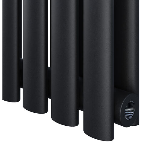 ELEGANT 600 x 1176mm Modern Designer Radiator Matte Black Oval Rad High ...