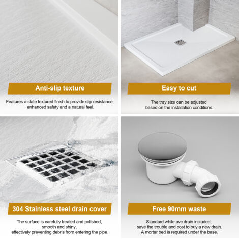 1200x900mm ELEGANT Rectangle Shower Tray SMC Anti-slip Shower Enclosure ...