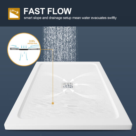 1200x900mm ELEGANT Rectangle Shower Tray SMC Anti-slip Shower Enclosure ...
