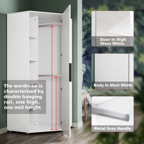 ELEGANT Corner Wardrobe Modern High Gloss Design & Matt White Corner ...