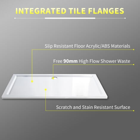 ELEGANT Rectangular 1600 x 700 x 40 mm Shower Tray for Shower Enclosure ...