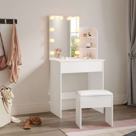 ELEGANT Dressing Table with Mirror and LED Light, Three-colour Mode ...