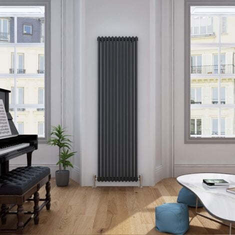 ELEGANT Traditional Radiator Anthracite Double Vertical Cast Iron Grey ...