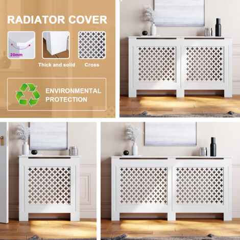 ELEGANT Radiator Cover Large Modern White Cross Slat Painted Cabinet ...