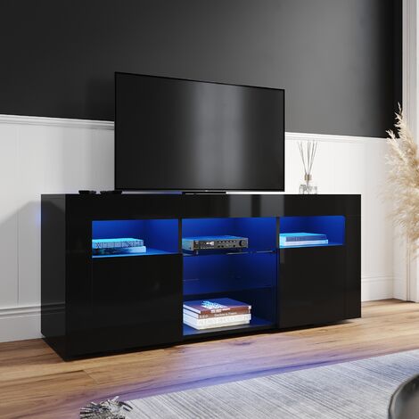 ELEGANT LED TV Unit 120cm High Gloss Modern TV Stand Cabinet with Ambient Lights for 32
