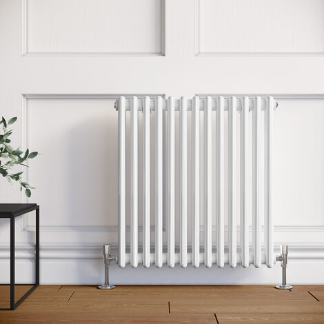 ELEGANT 600 x 592mm White Traditional Radiator Horizontal Cast Iron ...
