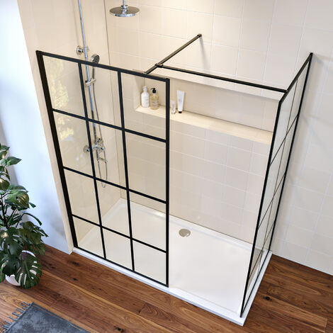 ELEGANT 1200mm Walk in Shower Cubicle 700mm Side Glass Panel 8mm ...
