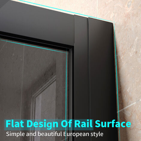ELEGANT 1400mm Shower Cubicle Black Sliding Door 700mm Shower Screen ...
