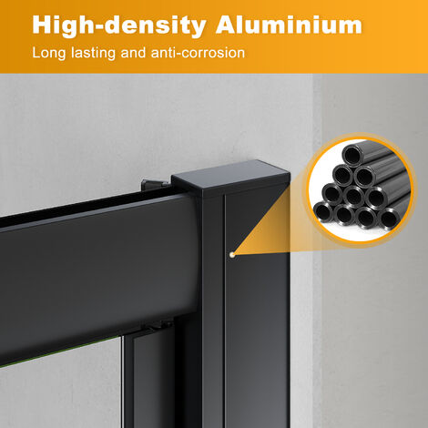 ELEGANT 800mm Black Frame Pivot Shower Door Enclosure with 800mm Side ...