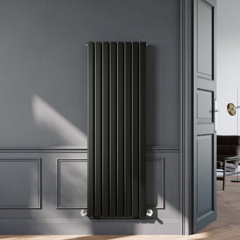 ELEGANT 1600 x 544mm Black Vertical Radiator Designer Double Panel Flat ...