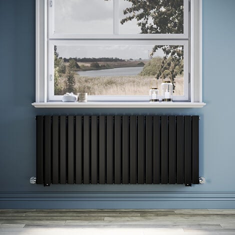 ELEGANT Black Designer Radiator 1428 x 600 mm Flat Single Panel ...