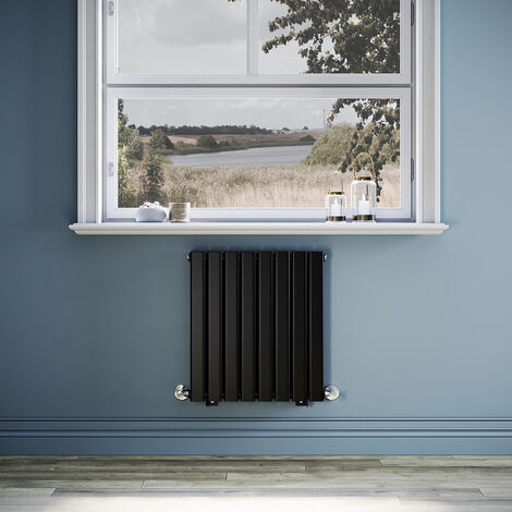 ELEGANT Black Designer Radiator 544 x 600 mm Flat Double Panel ...