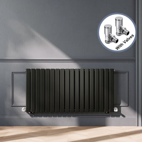 ELEGANT Designer Black Horizontal Radiator 600 x 1224mm Single Panel ...