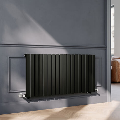 ELEGANT Designer Black Horizontal Radiator 600 x 1224mm Single Panel ...