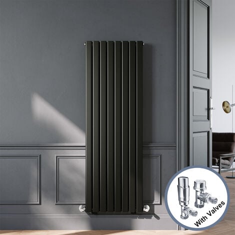 ELEGANT Black Designer Vertical Radiator Double Panel Rads 1600 x 544mm ...