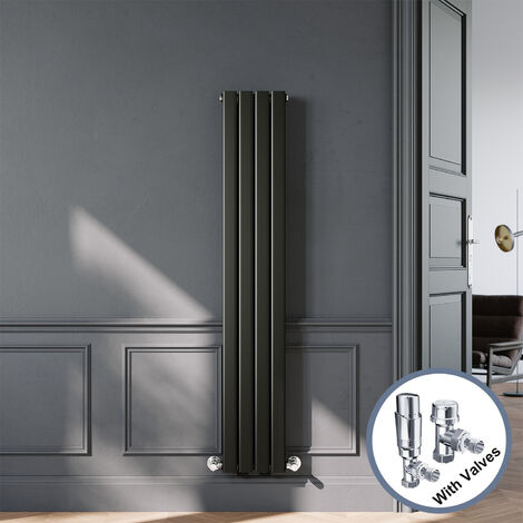 ELEGANT Black Designer Vertical Radiator Double Panel Rads 1600 x 272mm ...
