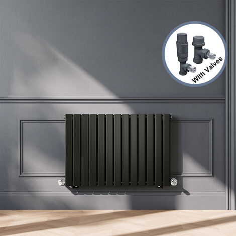 ELEGANT Designer Black Double Panel Horizontal Radiator 600 x 884mm ...