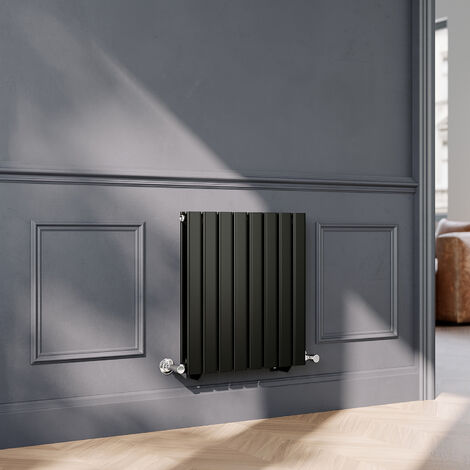 ELEGANT Designer Black Horizontal Radiator 600 x 544mm Double Panel ...
