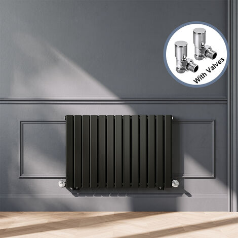 ELEGANT Designer Black Horizontal Radiator 600 x 884mm Double Panel ...