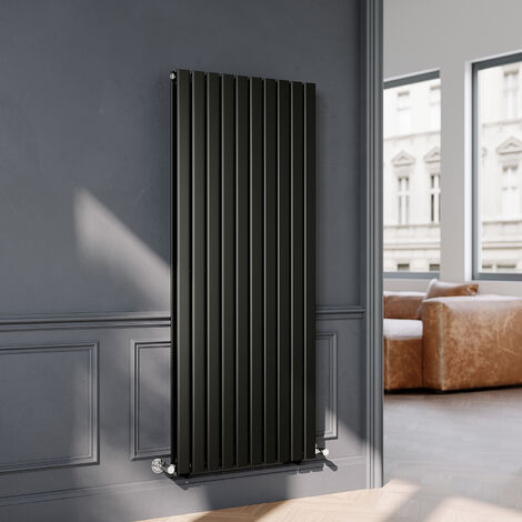 ELEGANT Black Designer Vertical Radiator Double Panel Rads 1600 x 680mm ...