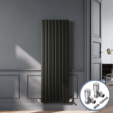 ELEGANT Designer Black Vertical Radiator 1600 x 544mm Double Panel Flat ...