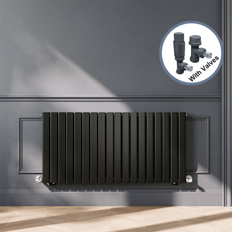 ELEGANT Designer Black Double Panel Horizontal Radiator 600 x 1224mm ...