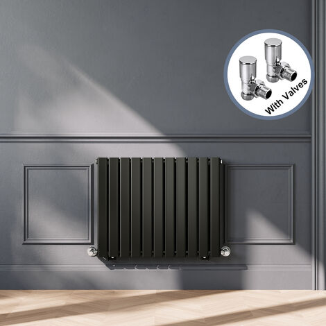 ELEGANT Designer Black Horizontal Radiator 600 x 748mm Double Panel ...