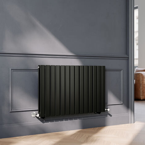 ELEGANT Designer Black Double Panel Horizontal Radiator 600 x 952mm ...