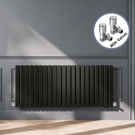 ELEGANT Designer Black Horizontal Radiator 600 x 1428mm Single Panel ...