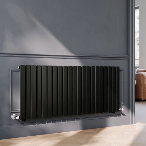 ELEGANT Designer Black Horizontal Radiator 600 x 1428mm Single Panel ...