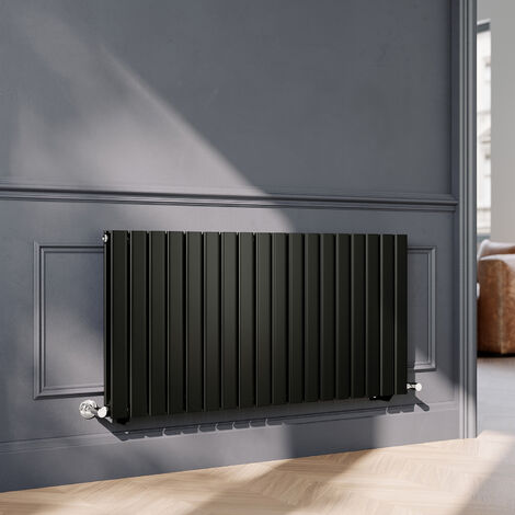 ELEGANT Designer Black Horizontal Radiator 600 x 1224mm Double Panel ...