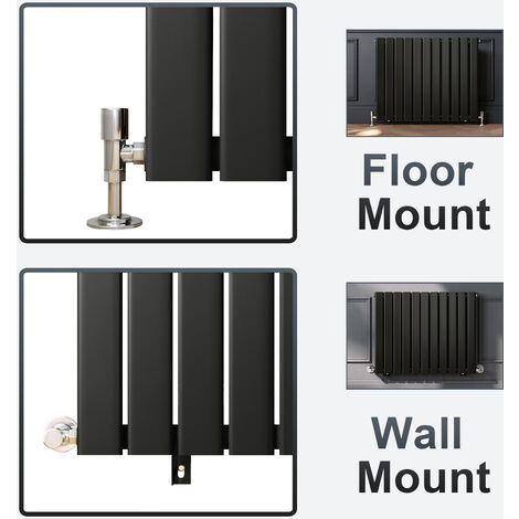 ELEGANT Designer Black Horizontal Radiator 600 x 1224mm Double Panel ...